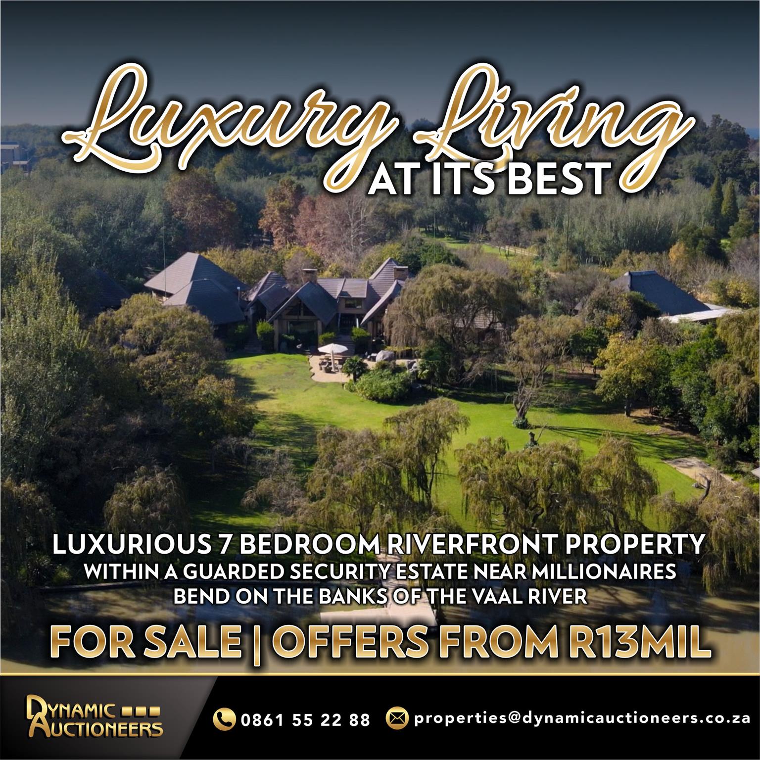 EXCLUSIVE LUXURY PROPERTY IN KORHAAN RIVER ESTATE ON THE VAAL RIVER FOR ...