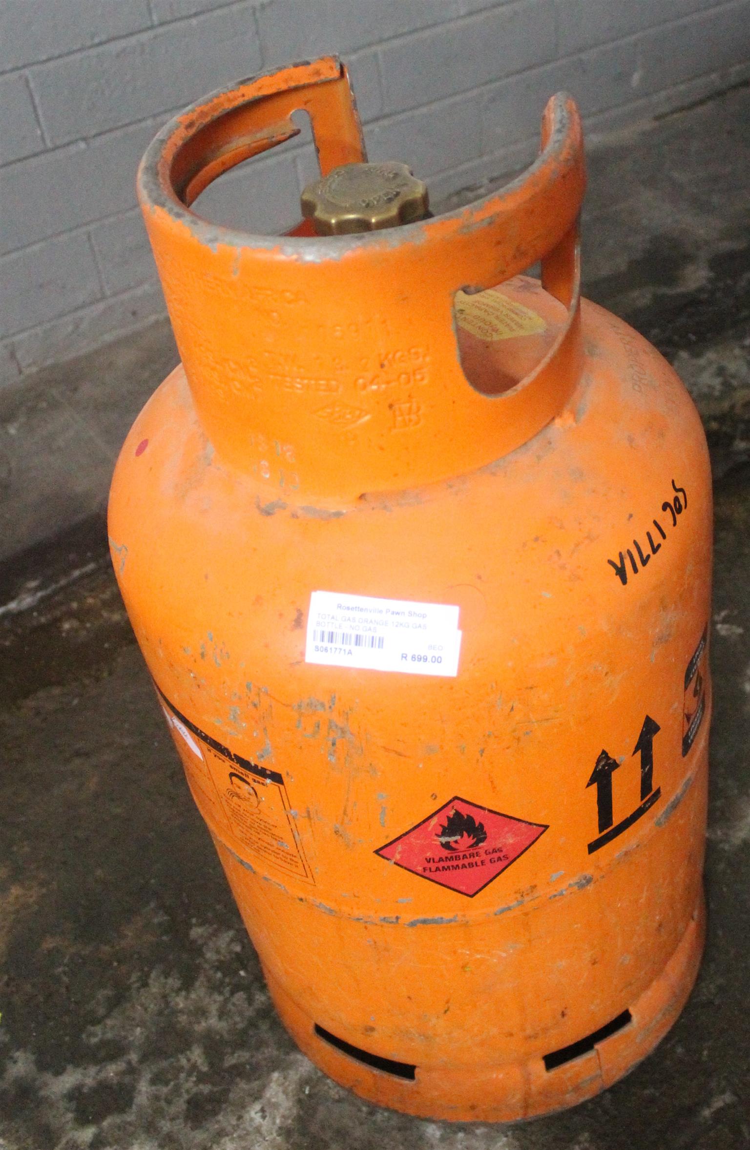 TOTAL GAS ORANGE 12KG GAS BOTTLE - NO GAS S061771A | Junk Mail Marketplace