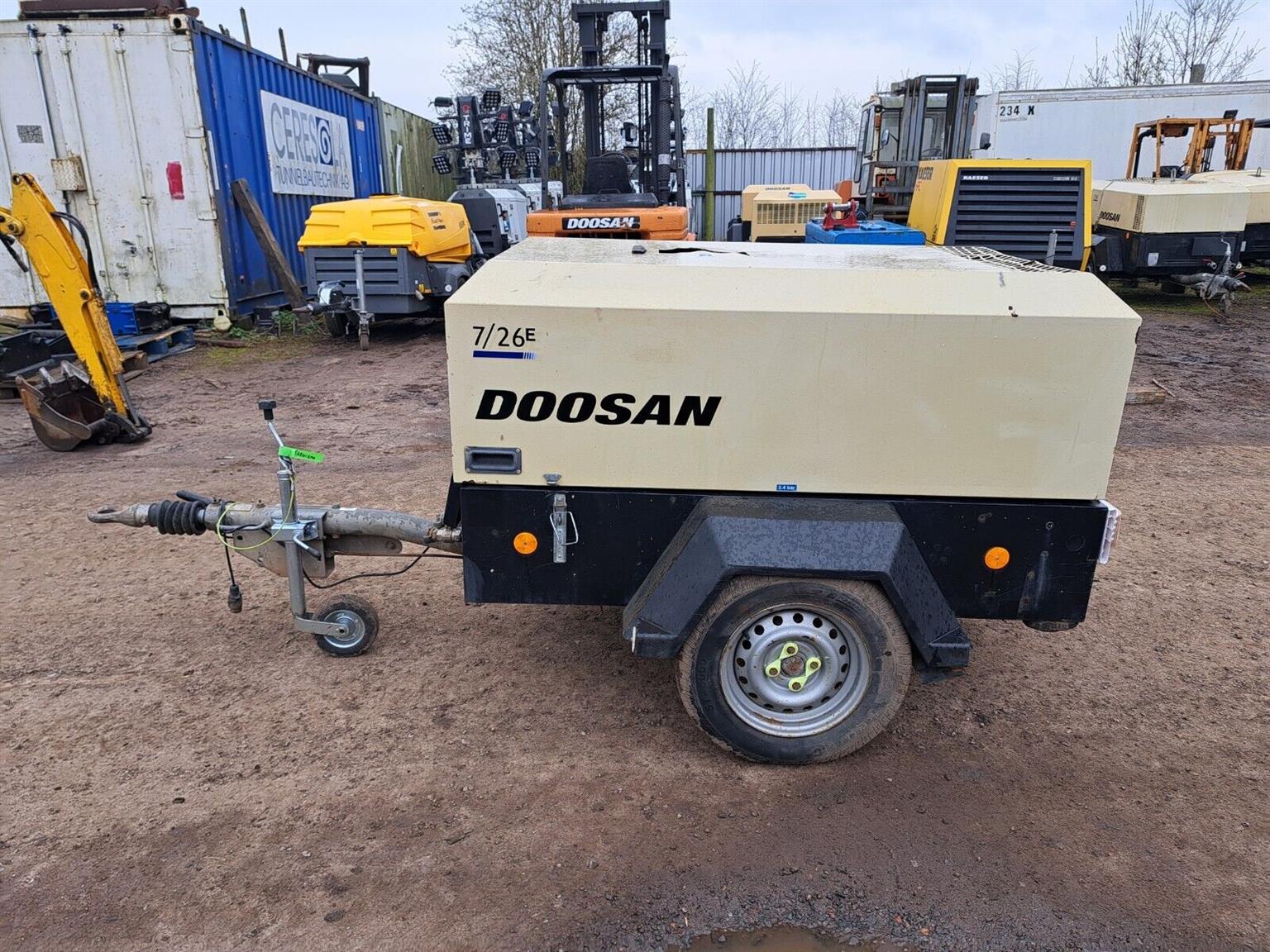 DOOSAN INGERSOLL RAND 7/26E DIESEL PORTABLE AIR COMPRESSOR & GENERATOR ...