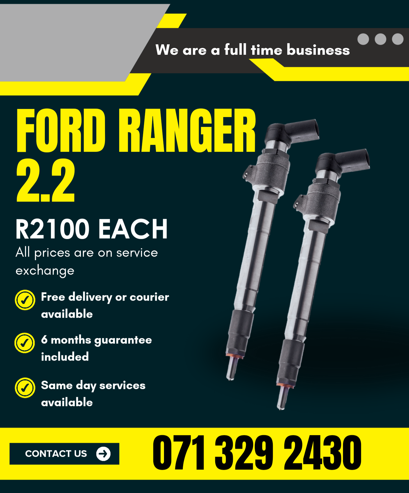 FORD RANGER 2.2 DIESEL INJECTORS FOR SALE WITH WARRANTY | Junk Mail ...