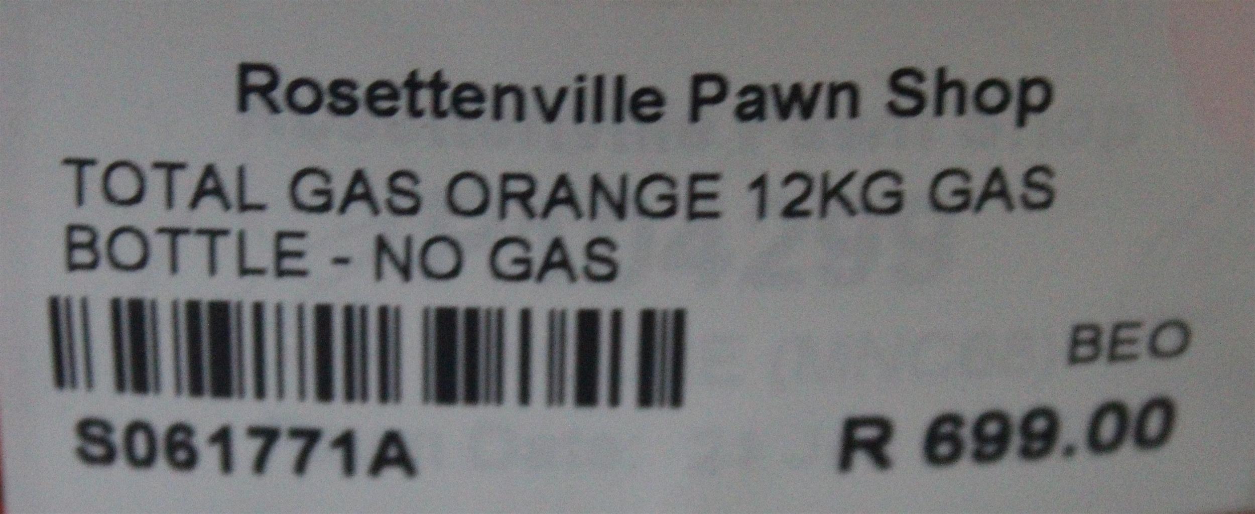 TOTAL GAS ORANGE 12KG GAS BOTTLE - NO GAS S061771A | Junk Mail Marketplace