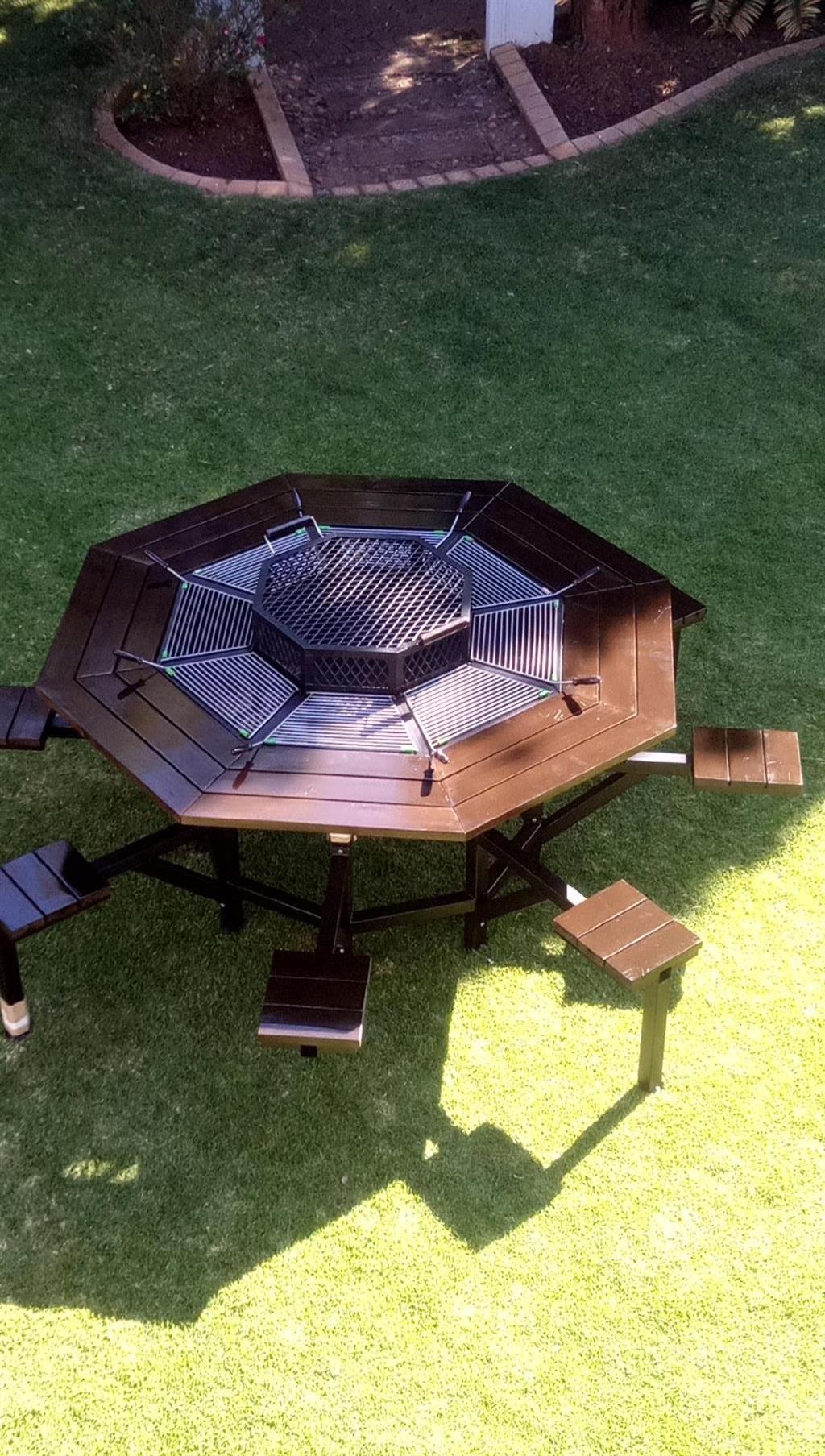Octagon Braai is a 3 in 1 Grill, Fire-Pit with adjustable table and ...