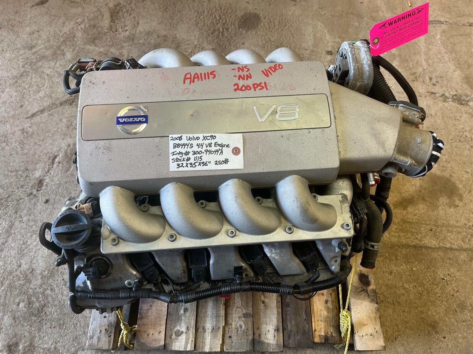 06 VOLVO XC90 V8 4.4 B8444S COMPLETE ENGINE. | Junk Mail