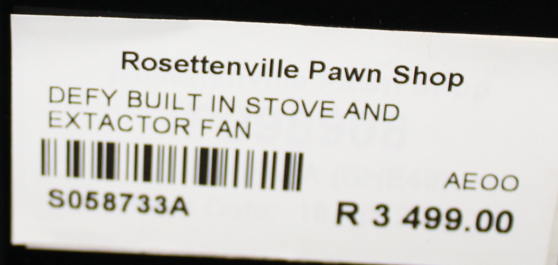 DEFY BUILT IN STOVE AND EXTRACTOR FAN S058732A | Junk Mail