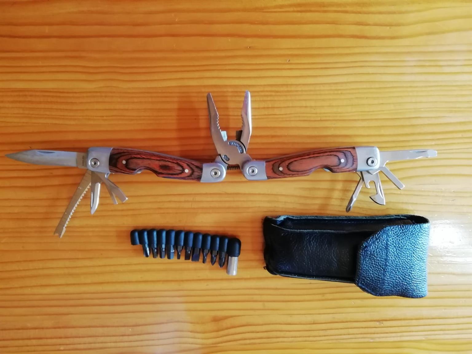Multitool with Tool Bit Set and Leather Pouch | Junk Mail Marketplace