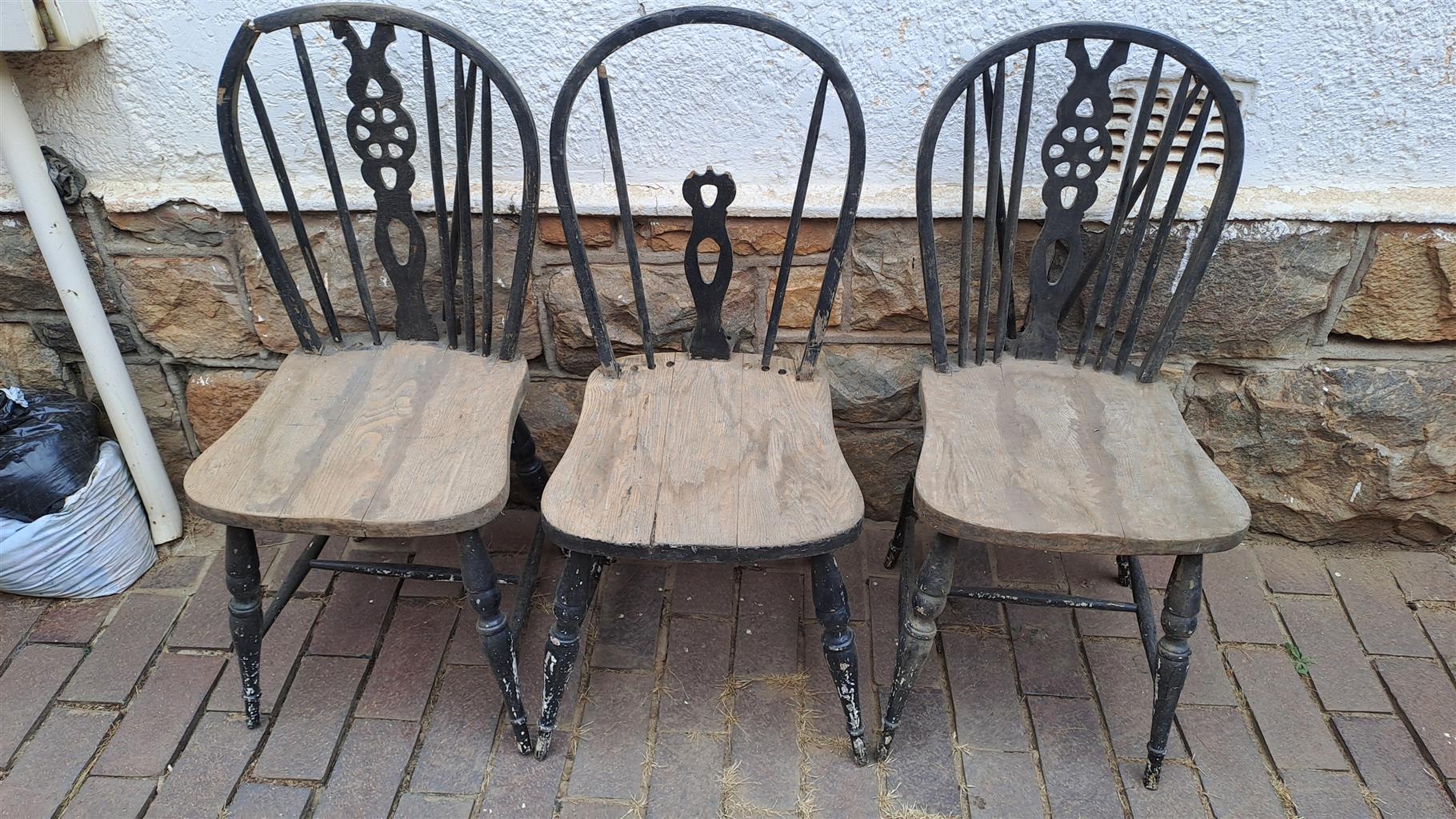 Wooden chairs. Collectable. Partially restored. for all three. Not to ...