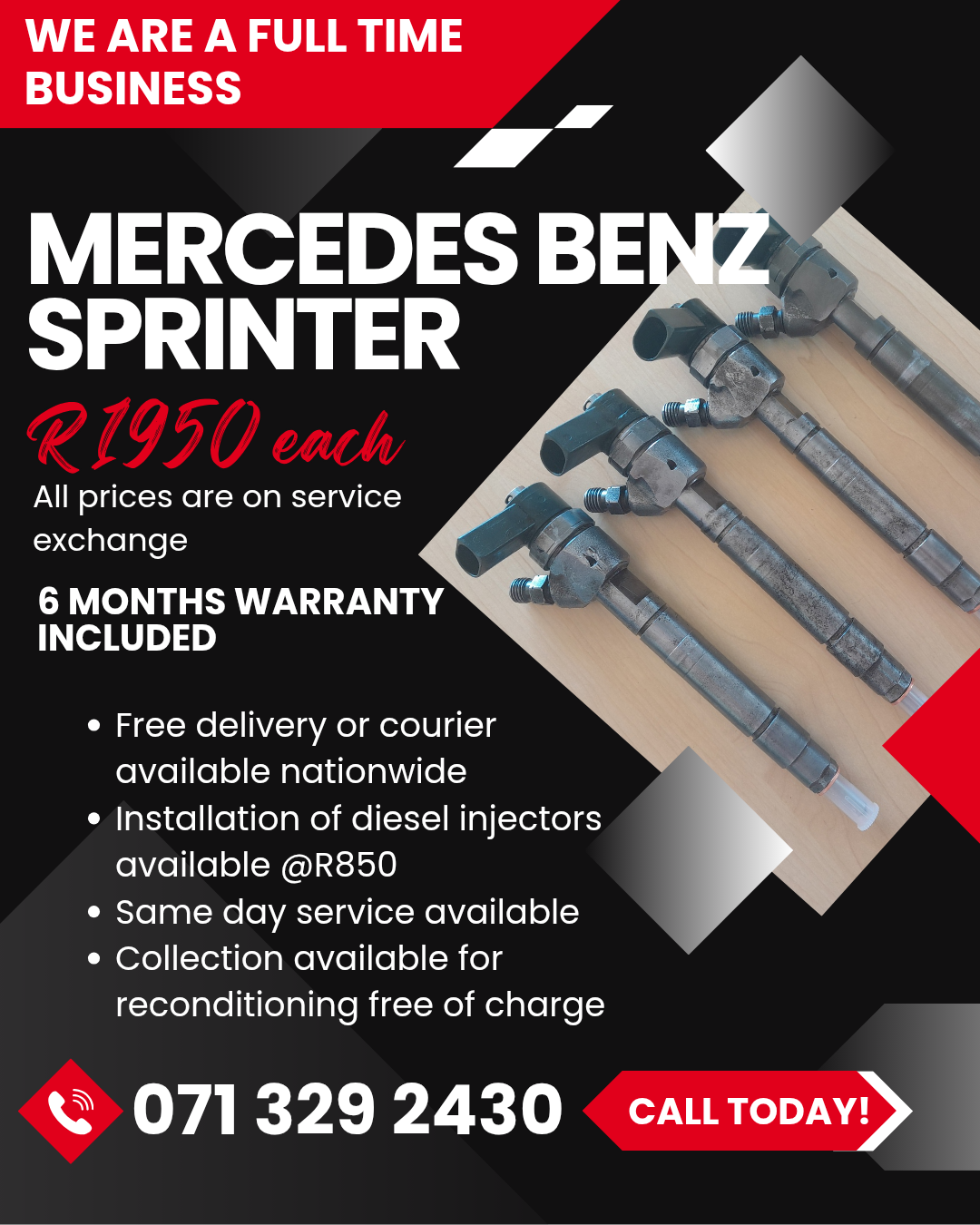 New MERCEDES BENZ SPRINTER INJECTORS FOR SALE WITH WARRANTY INCLUDED ...