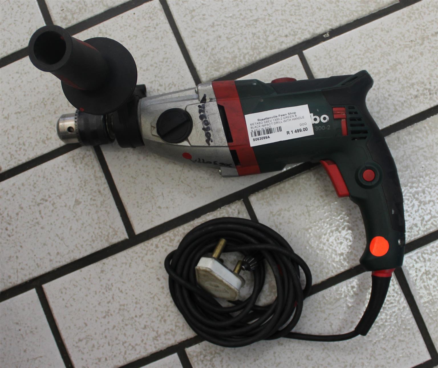 METABO SBEV 1300-2 GREEN & BLACK IMPACT DRILL WITH HANDLE & KEY IN BAG ...