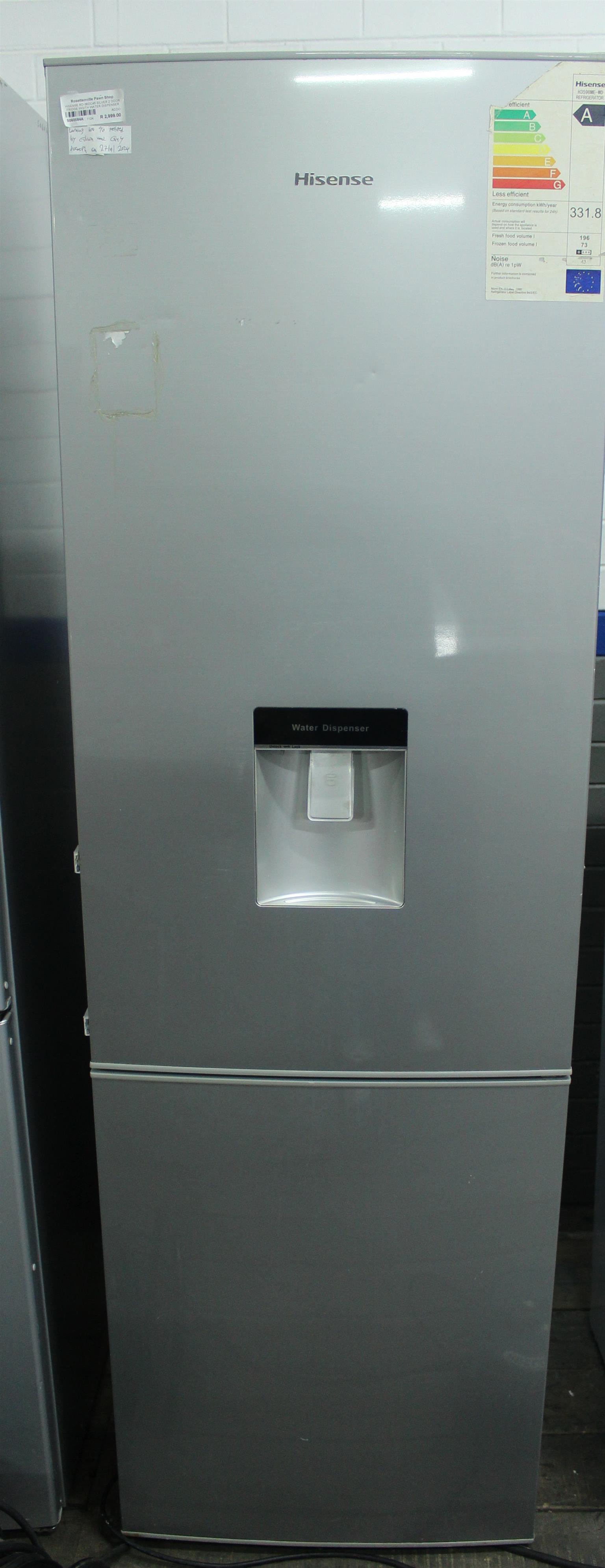 HISENSE RD-36DC45 SILVER 2 DOOR FRIDGE WITH WATER DISPENSER S060584A ...