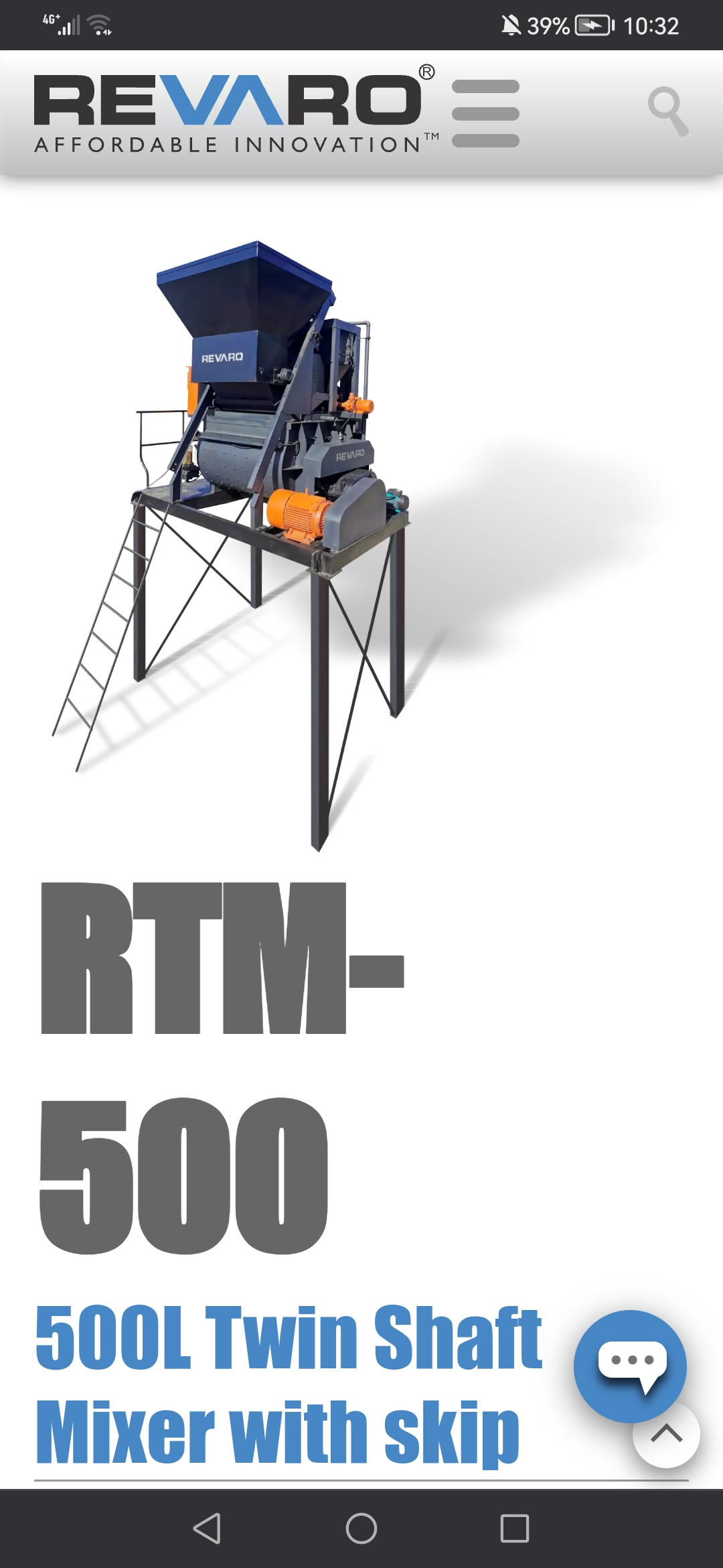 Revaro twinsharft 500 liter concrete mixer with skip, never mixed ...