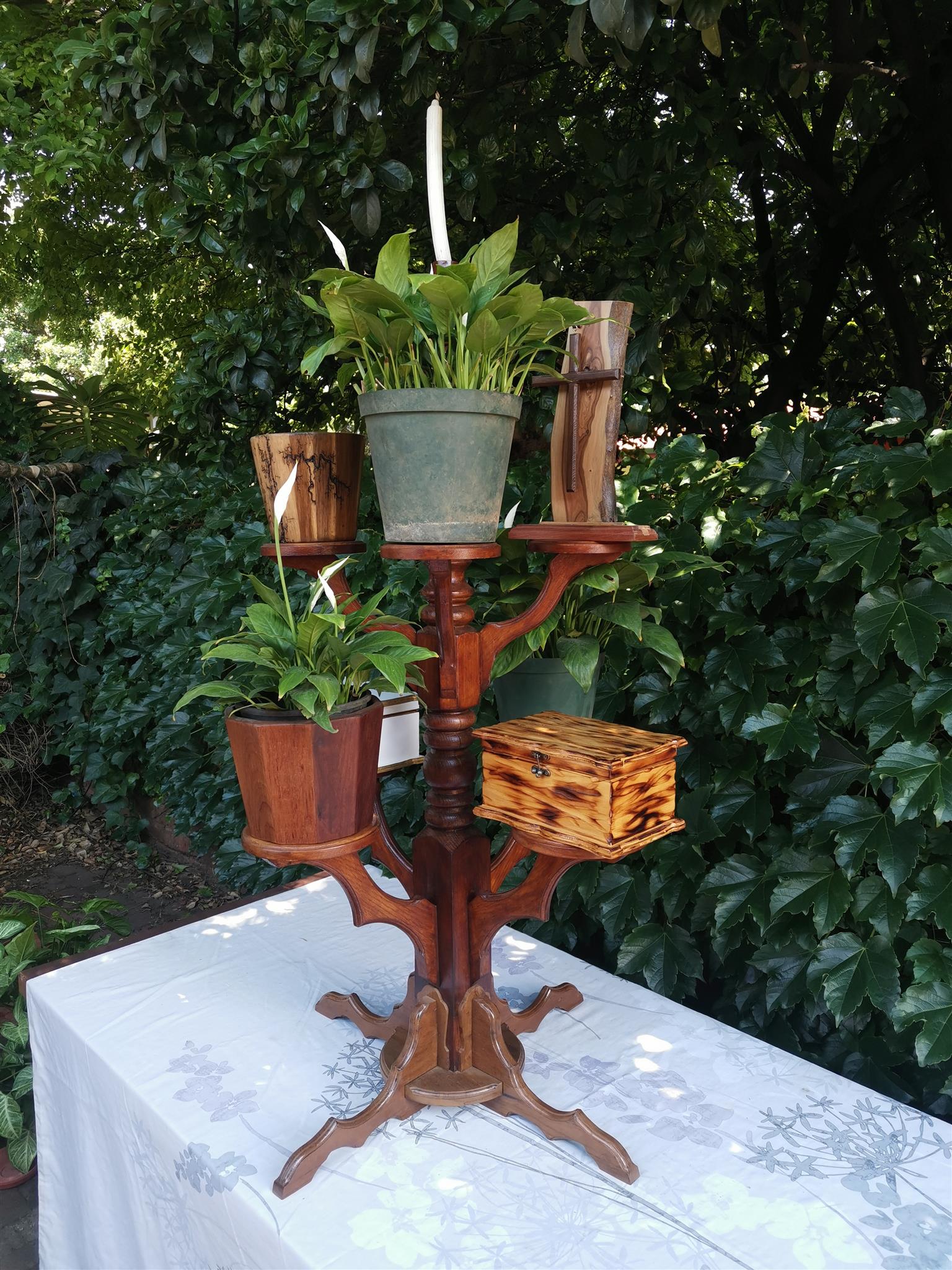 8 Tier Wooden potplant Display (Oak & Imbuia Wood) | Junk Mail Marketplace