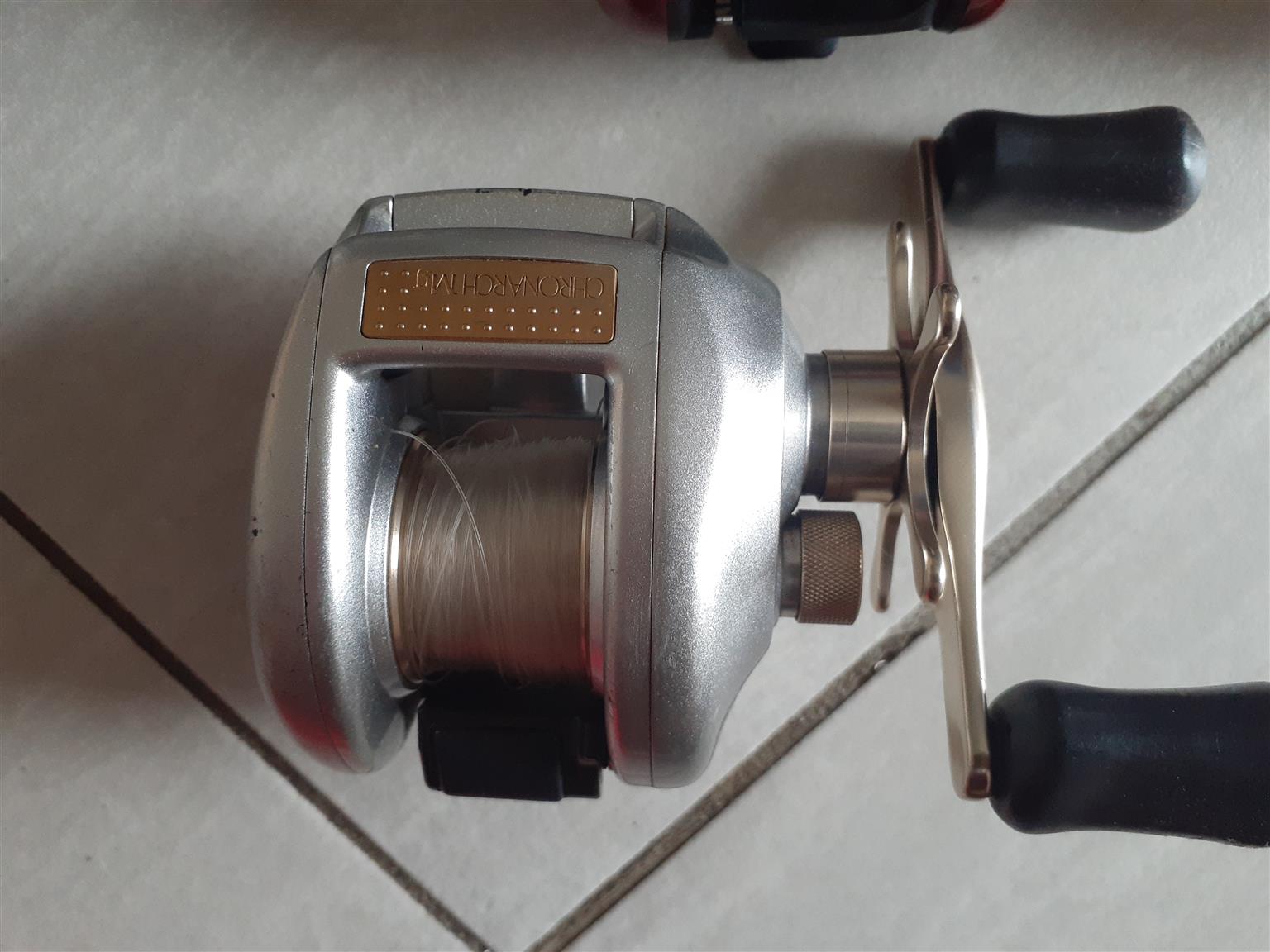 Various Bass fishing reels. Shimano: Chronarch, Curado, Coriolis ...