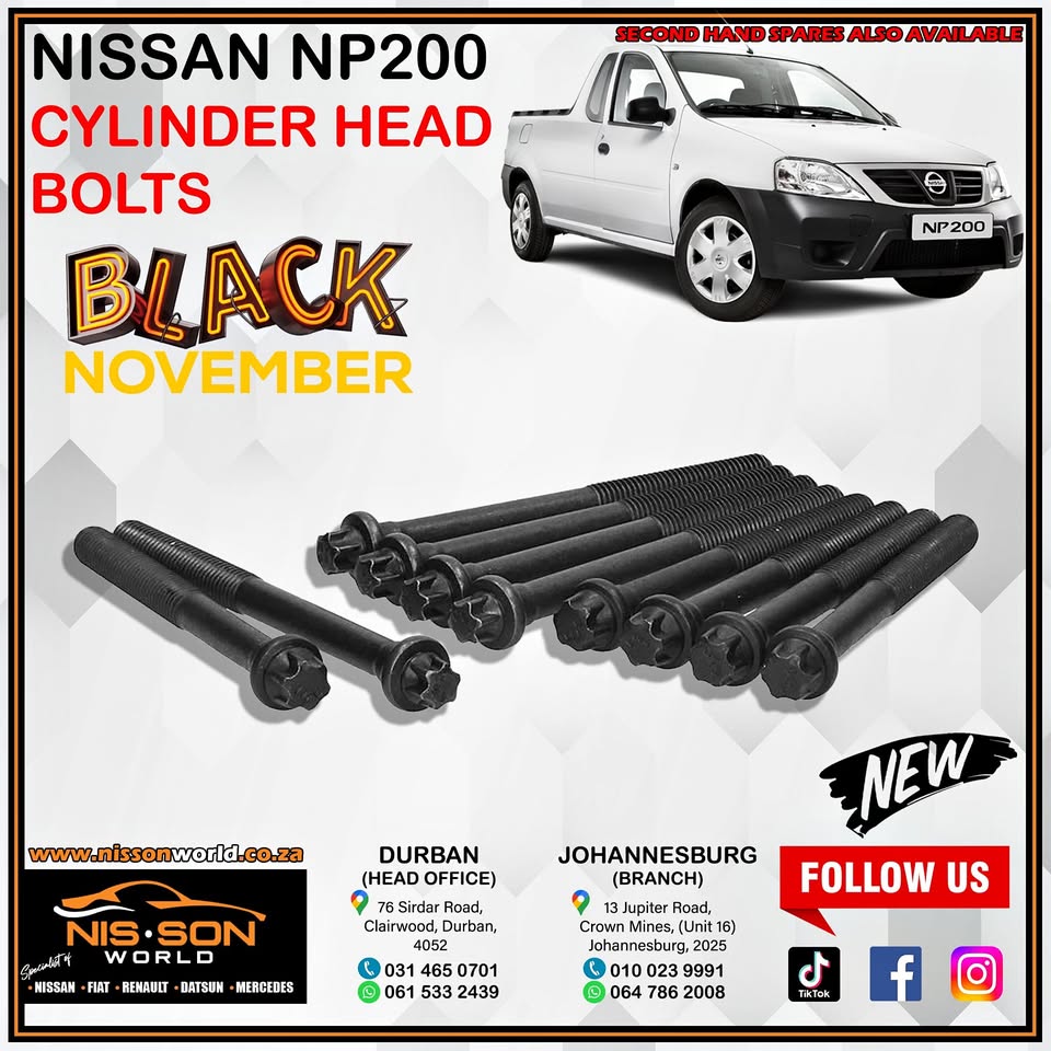Used NISSAN NP200 CYLINDER HEAD BOLTS for sale in KwaZulu-Natal | Auto Mart