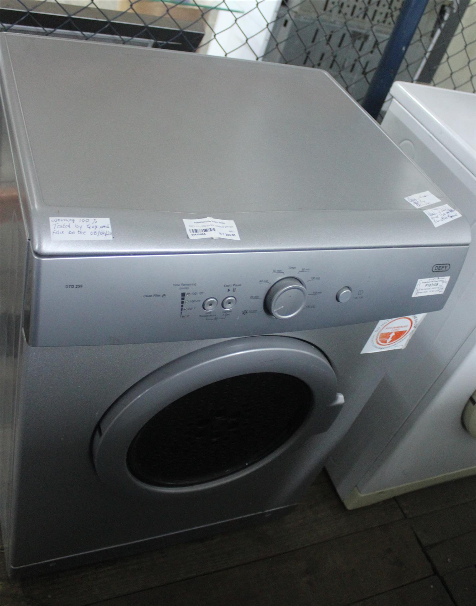 DEFY DTD259 SILVER TUMBLE DRYER S061049A | Junk Mail Marketplace