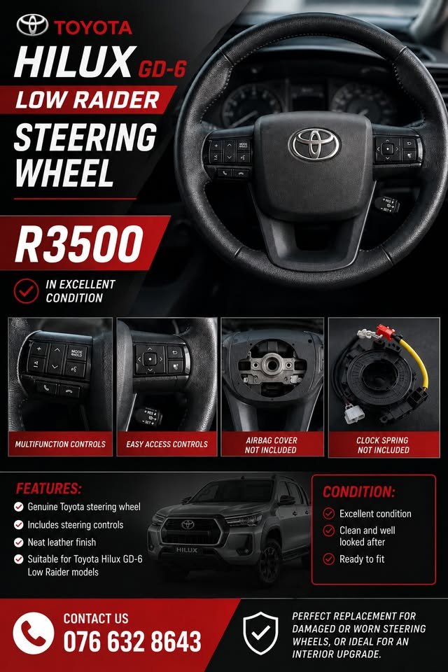 Used Toyota Hilux GD-6 Low Raider multifunction Steering Wheel for sale ...
