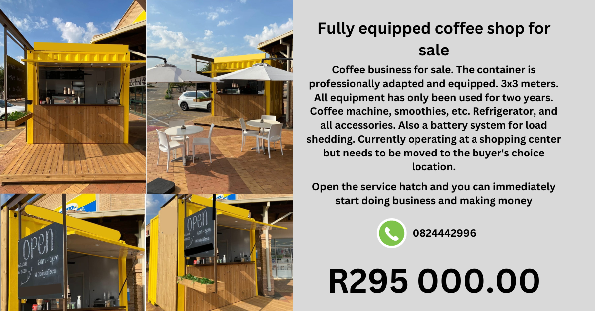 Fully equipped coffee shop for sale | Junk Mail Marketplace
