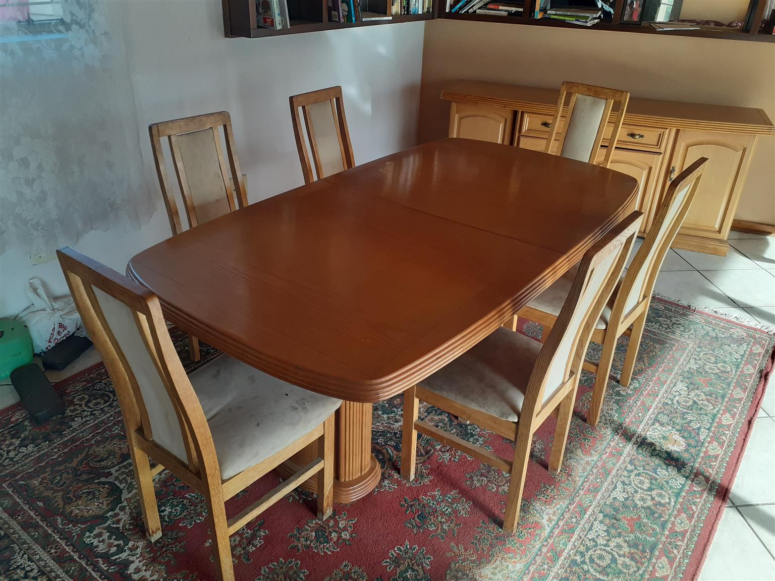 Oak finish 6 seater dining table and matching sideboard | Junk Mail