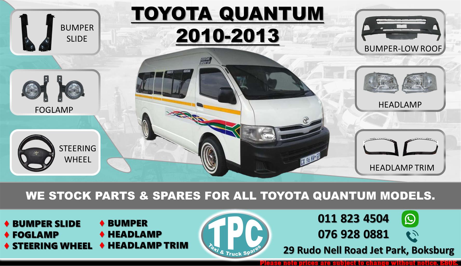Toyota Quantum Body Parts Johannesburg at Carlos Bell blog