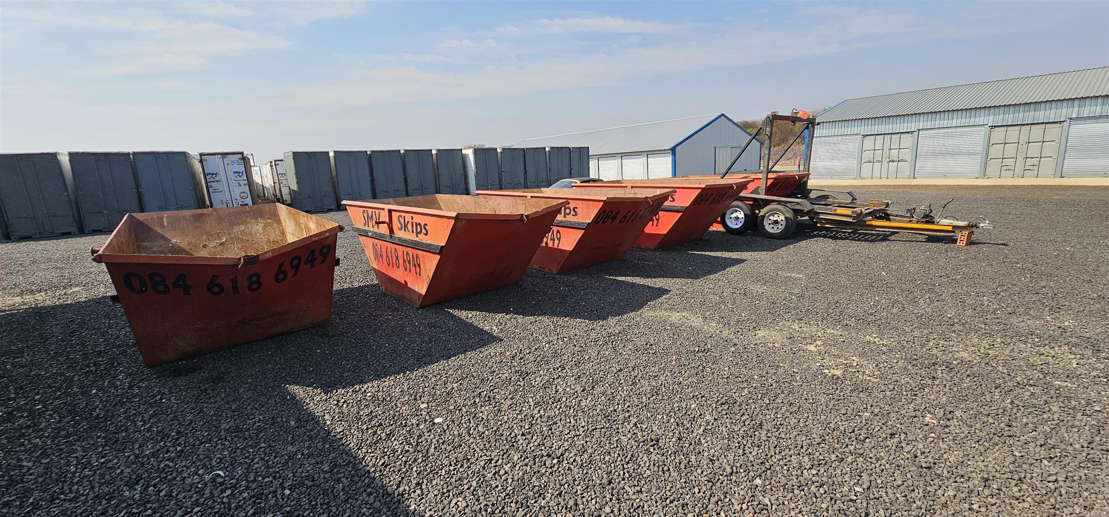 5x Skip Bins + 2 Axle Trailer | Junk Mail