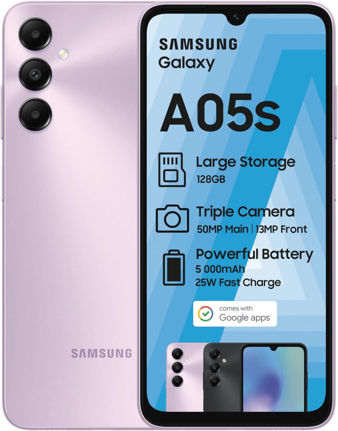 Samsung galaxy A05s phone purple very good condition everything works ...