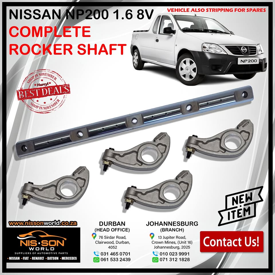 NISSAN NP200 1.6 8V ROCKER SHAFT COMPLETE | Junk Mail Marketplace