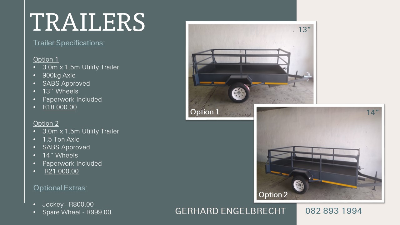 Brand New SABS Approved Trailers. Stock on hand. Excellent Quality. Can ...
