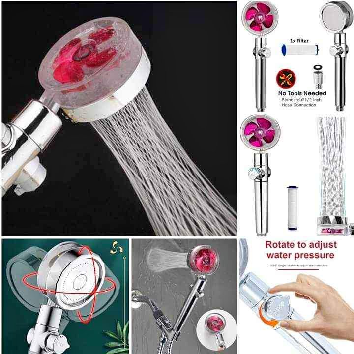 High-Pressure Water Saving Shower, 360 Degrees Rotating Propeller ...