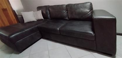 Earthline 2 Piece full genuine leather Chaise lounge suite (LHF). Like ...